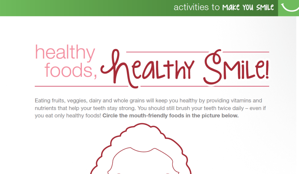 Nutrition and Your Smile: Dental Worksheets - Healthy Smile Learning