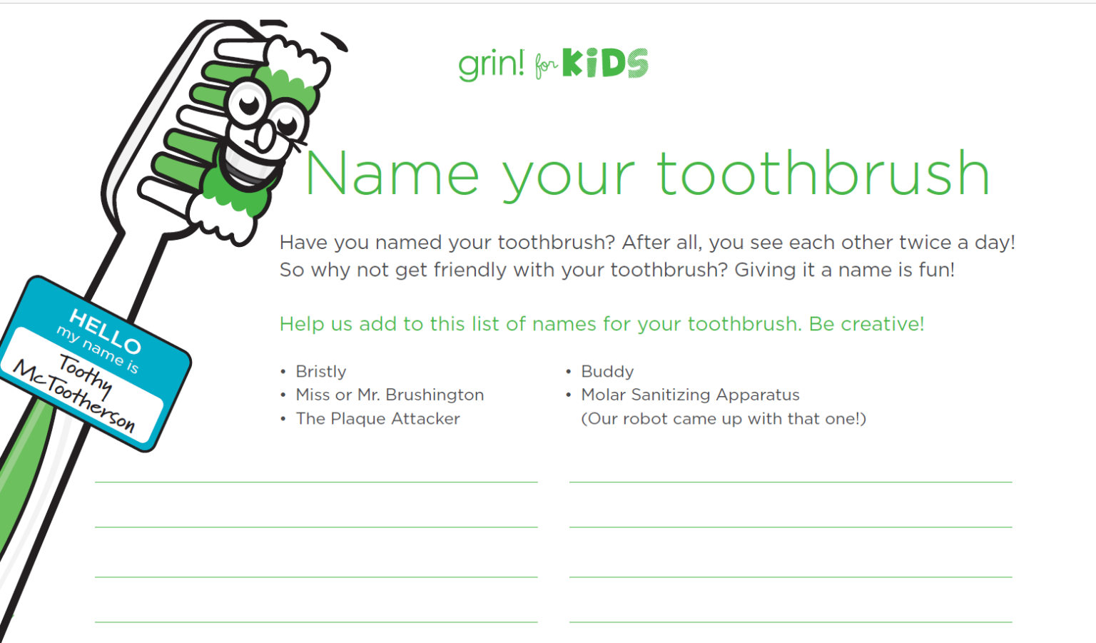 Brushing & Flossing: Handouts and Worksheets - Healthy Smile Learning