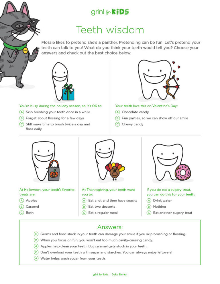 Your Mouth, Teeth, and Body: Handouts and Worksheets - Healthy Smile ...
