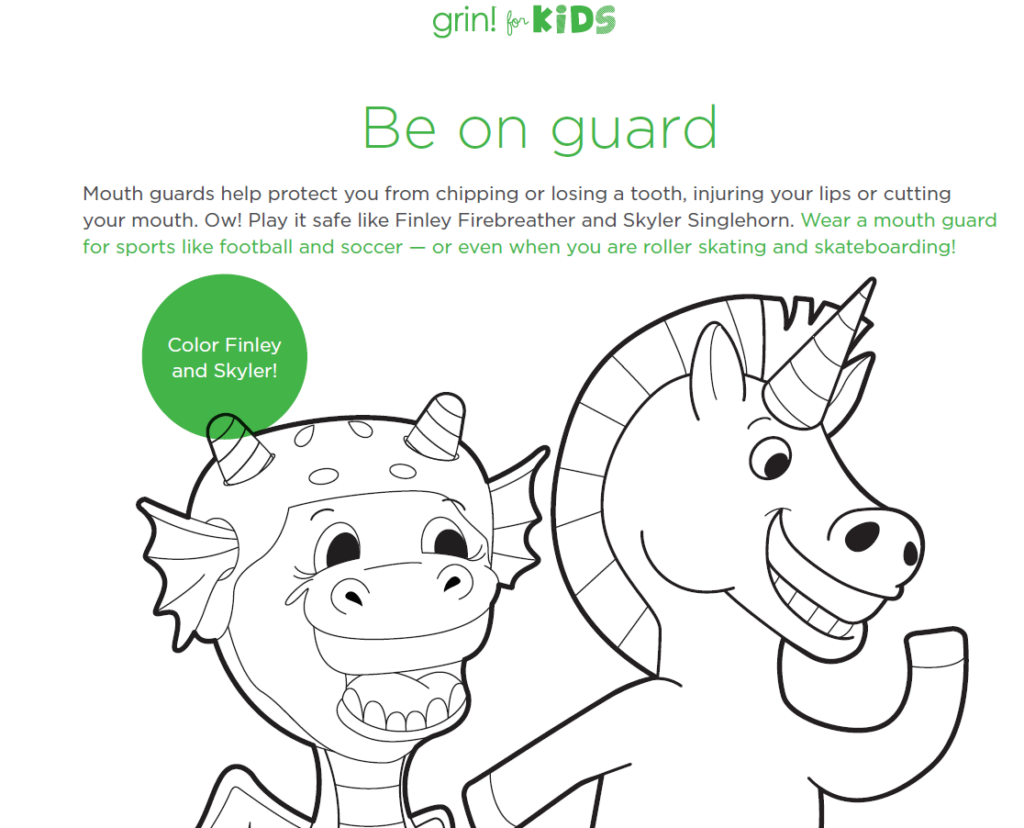 Mouth Safety - Handouts and Worksheets - Healthy Smile Learning