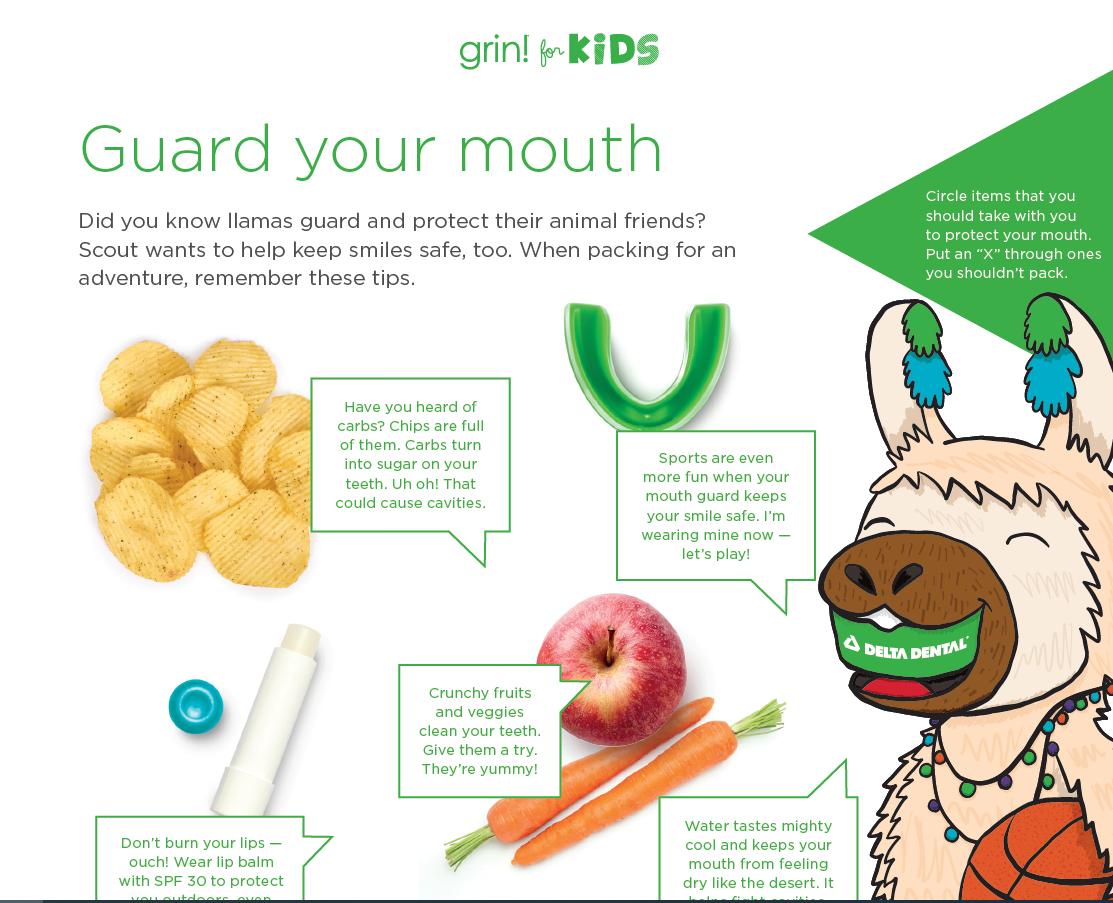Mouth Safety - Handouts and Worksheets - Healthy Smile Learning